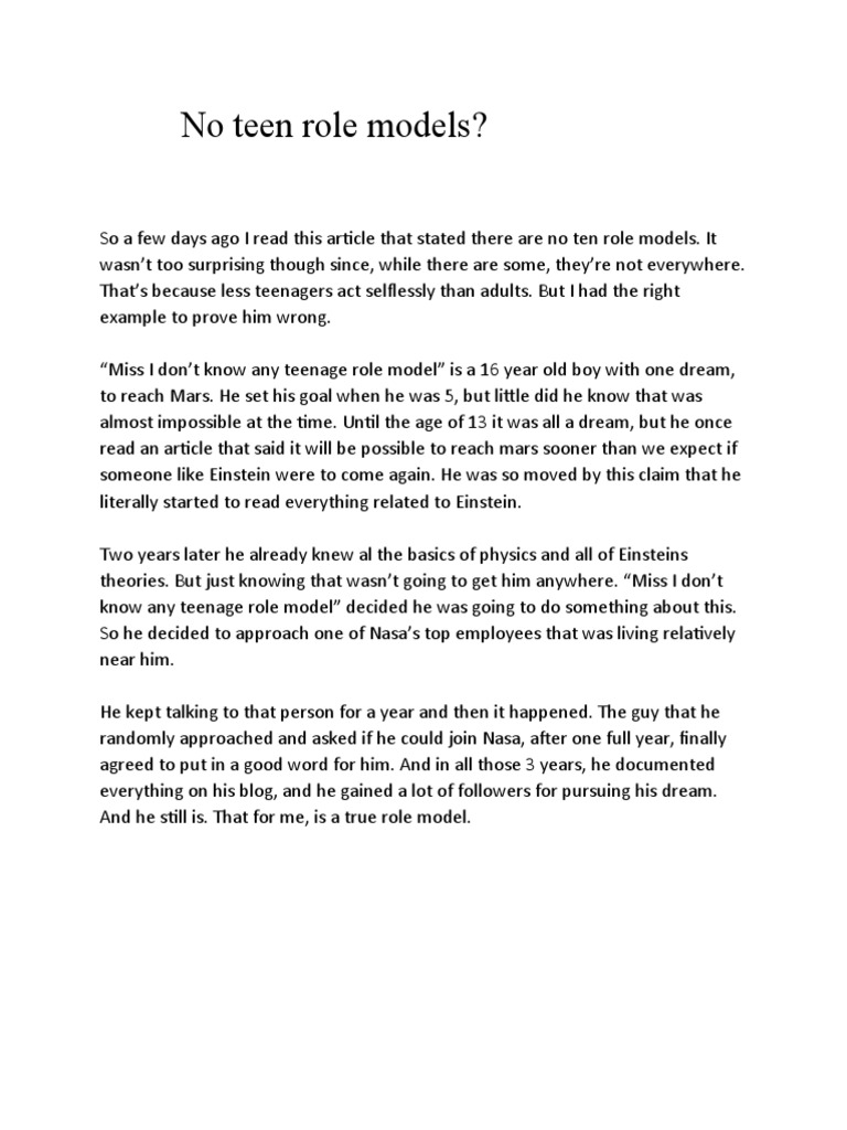 No Teen Role Models | PDF