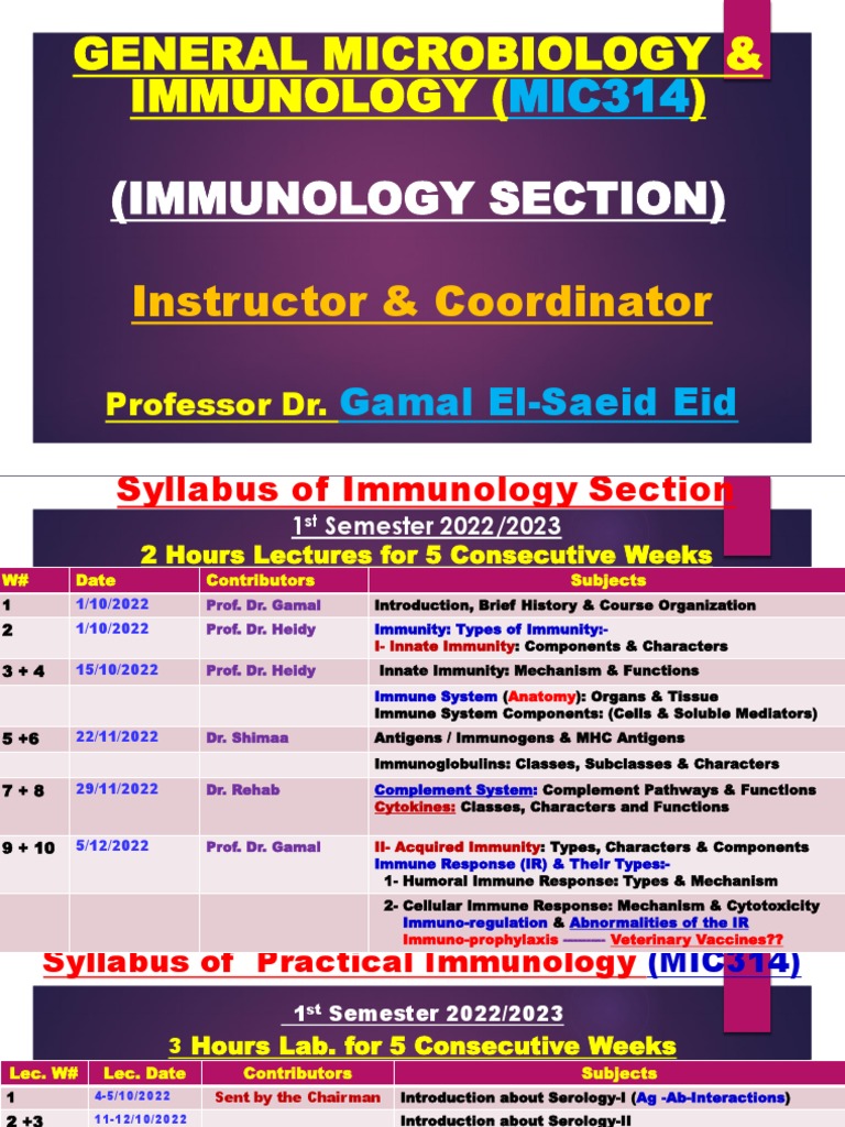 BSC Immunology Course Sylibus - Updated 1st Sem. 2022-2023 | Download Free PDF | Immune System ...