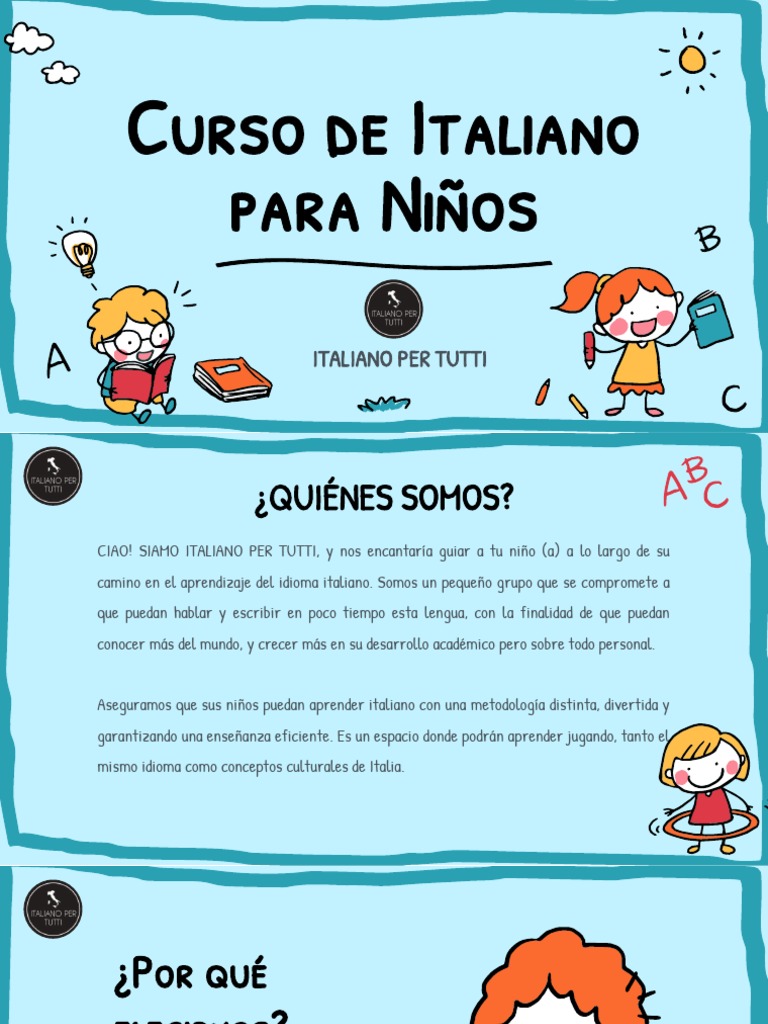Curso de Italiano para Niños | PDF | Método de enseñanza | Salón de clases