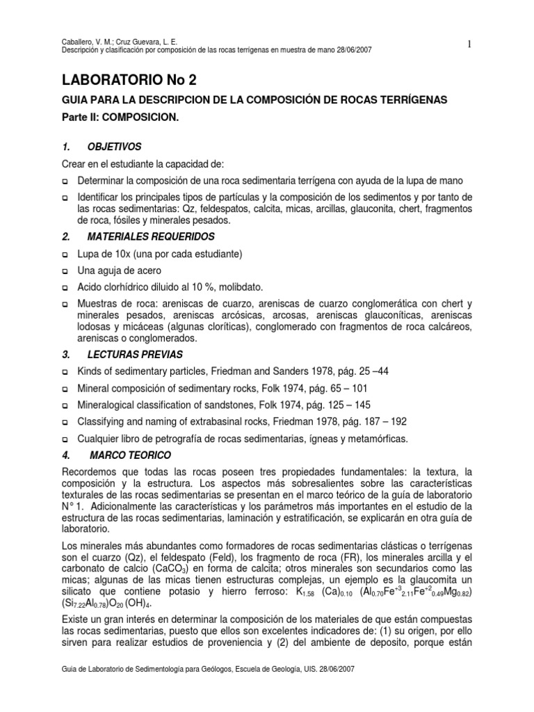 Guia para La Descripcion de La Composición de Rocas Terrígenas | PDF | Roca clástica | Roca ...
