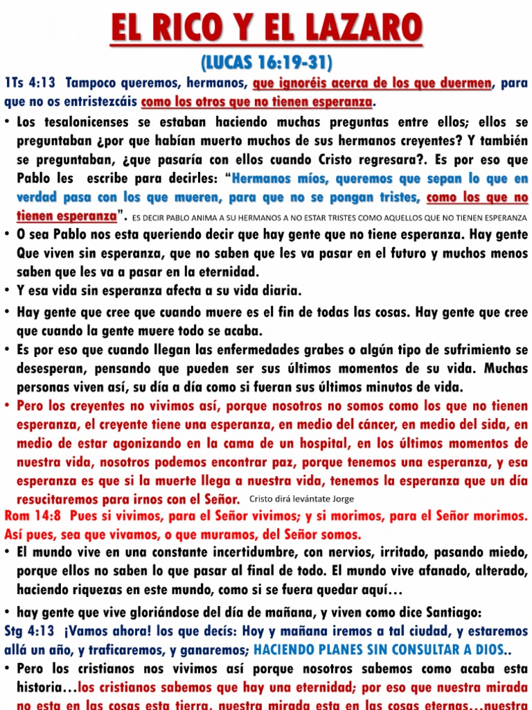 El Rico y Lazaro | PDF | Jesús | Infierno