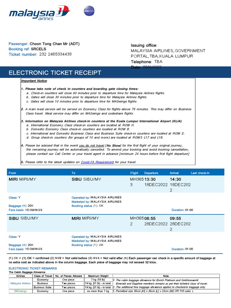 Your Electronic Ticket-EMD Receipt | PDF | Transport | Aviation