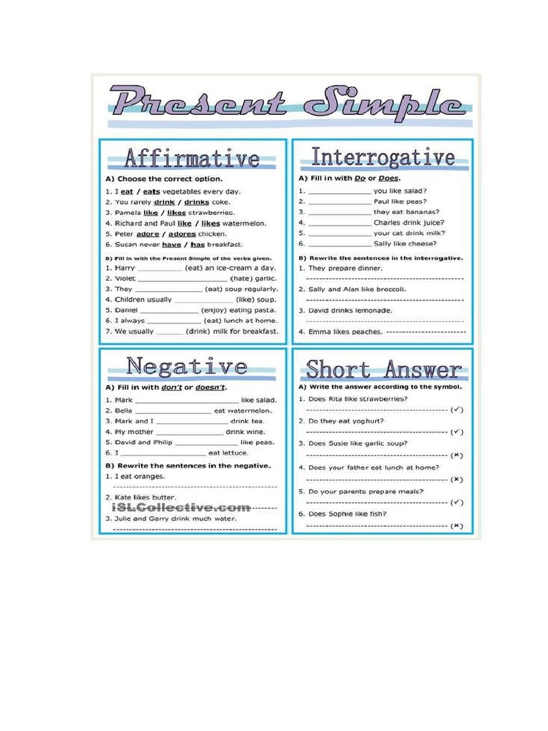 Present Simple Practise 2 | PDF