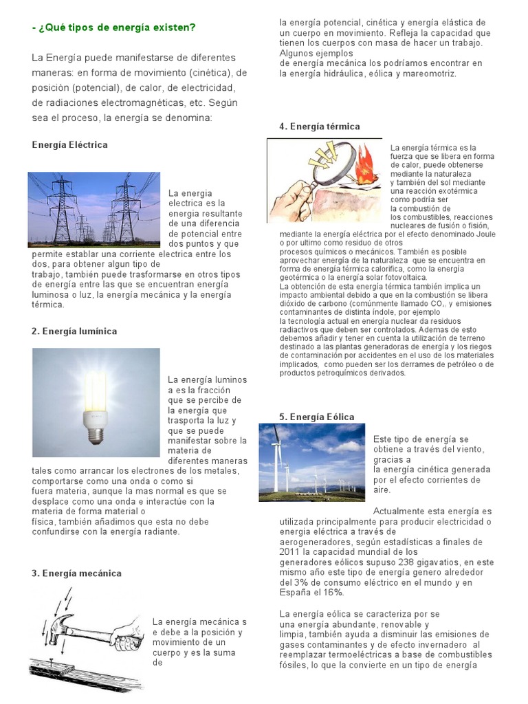 Tipos de Energia Con Su Concepto | PDF | Ingenieria Eléctrica | La ...