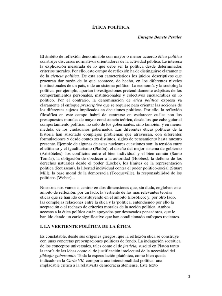 Ética Política: Reflexión y Teoría | PDF | Platón | Moralidad