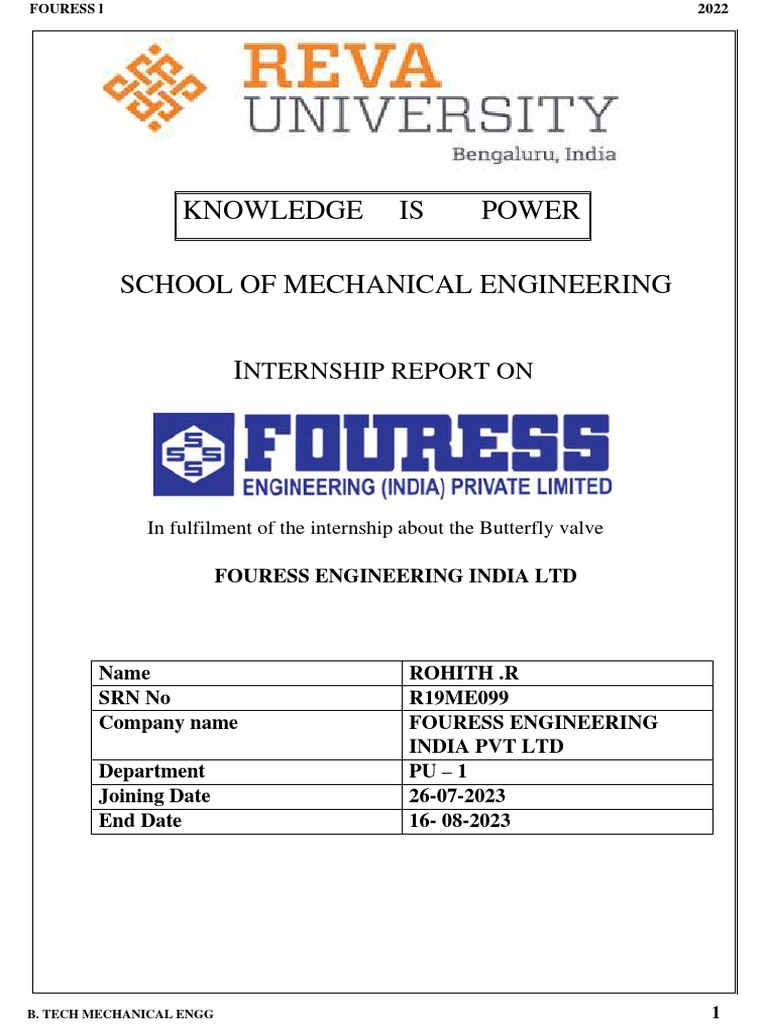 Rohith R Fouress Report 1 | PDF | Valve | Business Process