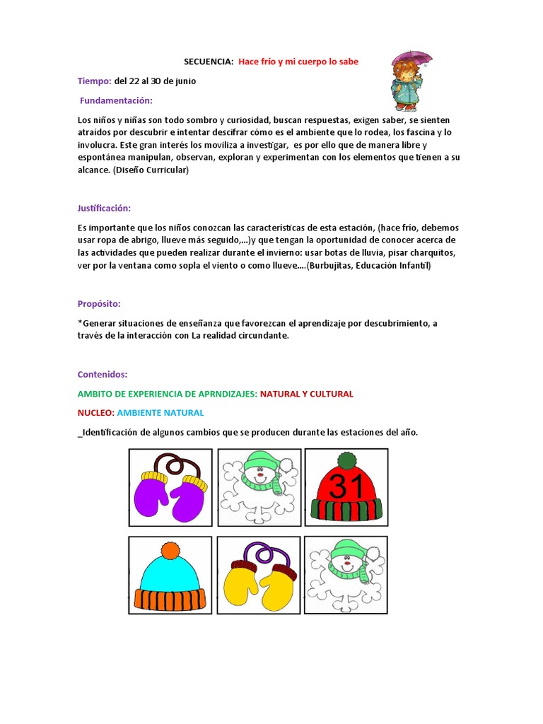 Secuencia Didáctica: El Invierno en Clase | PDF | Ropa