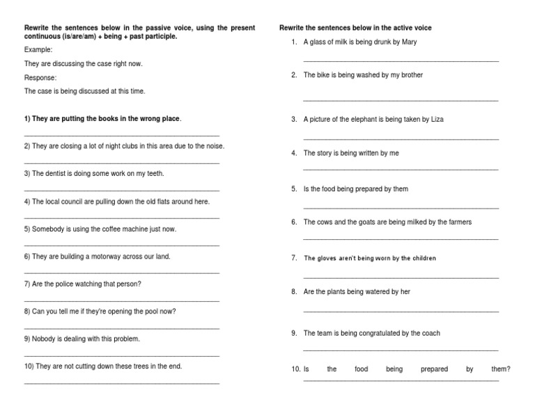 Ejercicios Voz Pasiva Pdf