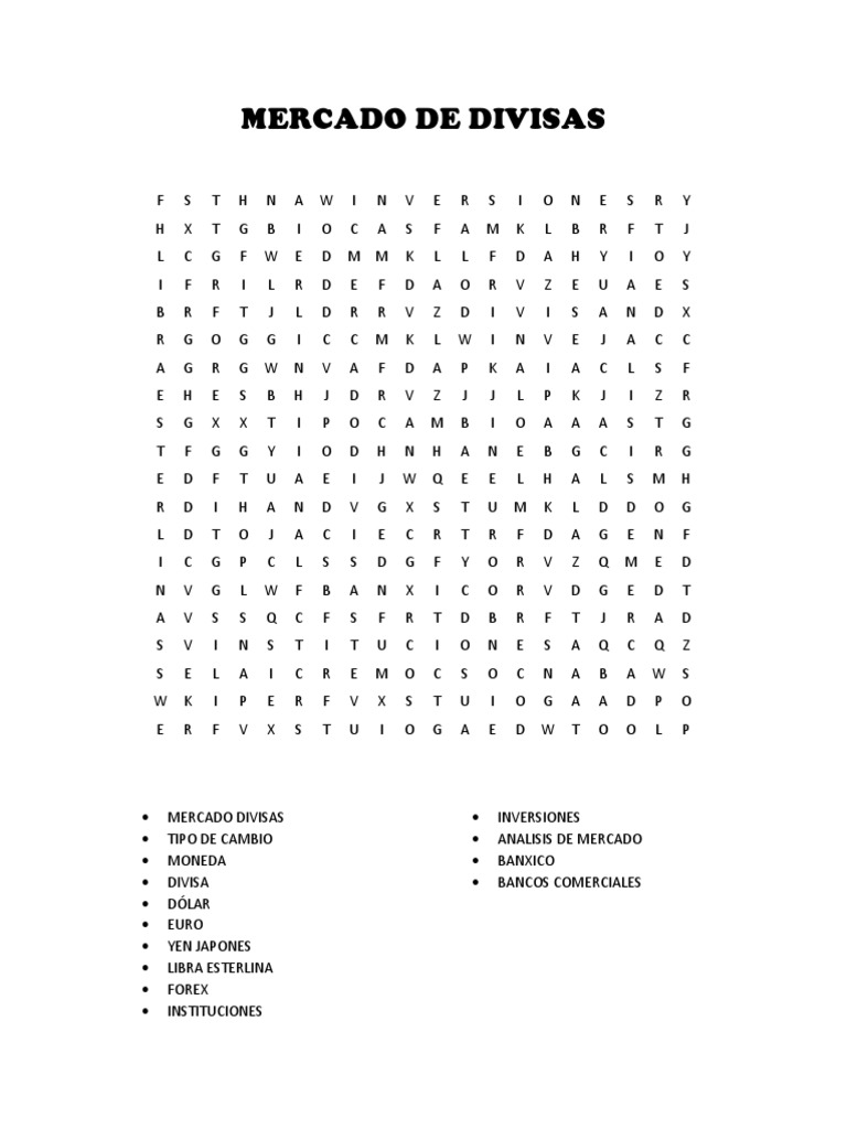 Sopa de Letras - Mercado Divisas | PDF
