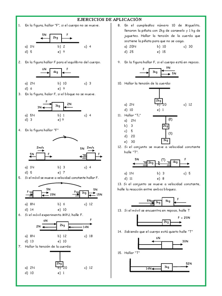 EJERCICIOS de APLICACIÓN 1 Condicion de Equilibrio | PDF