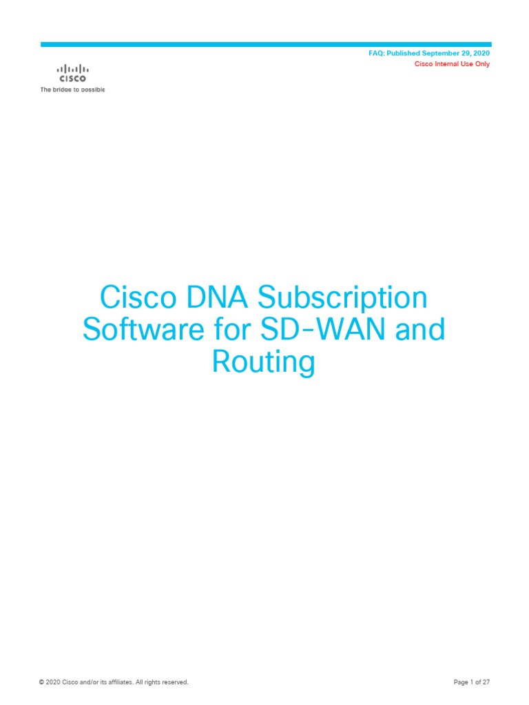 Cisco DNA Software For SD-WAN and Routing FAQ | PDF | Subscription ...