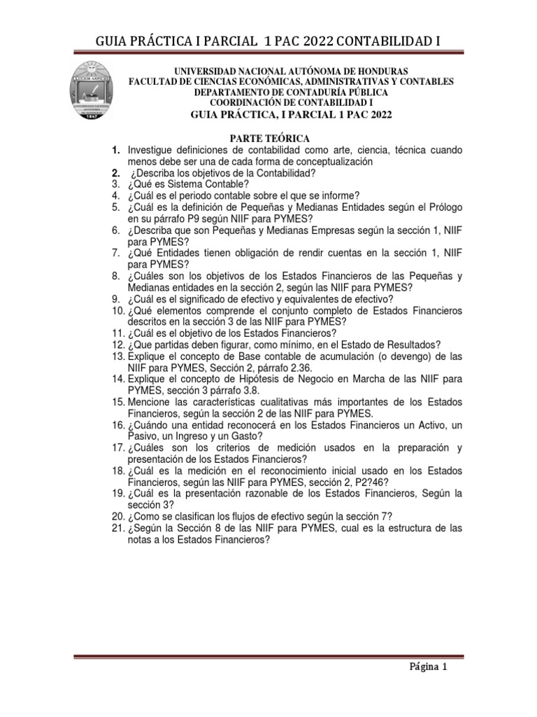 Guia I Parcial I Pac 2022 | PDF | Contabilidad | Estado de resultados