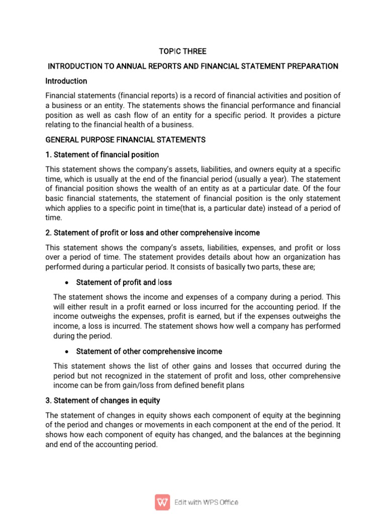 Overview of General Purpose Financial Statements | PDF | Income ...