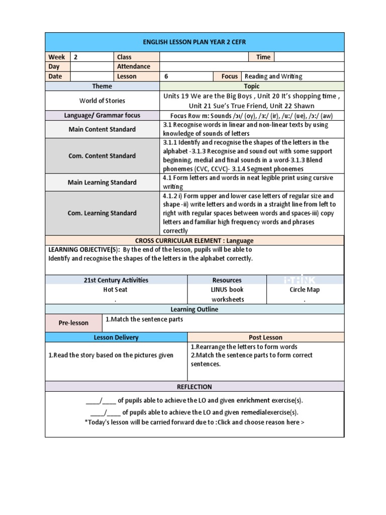 Year 2 Cefr Week 2 | PDF | Word | Letter Case