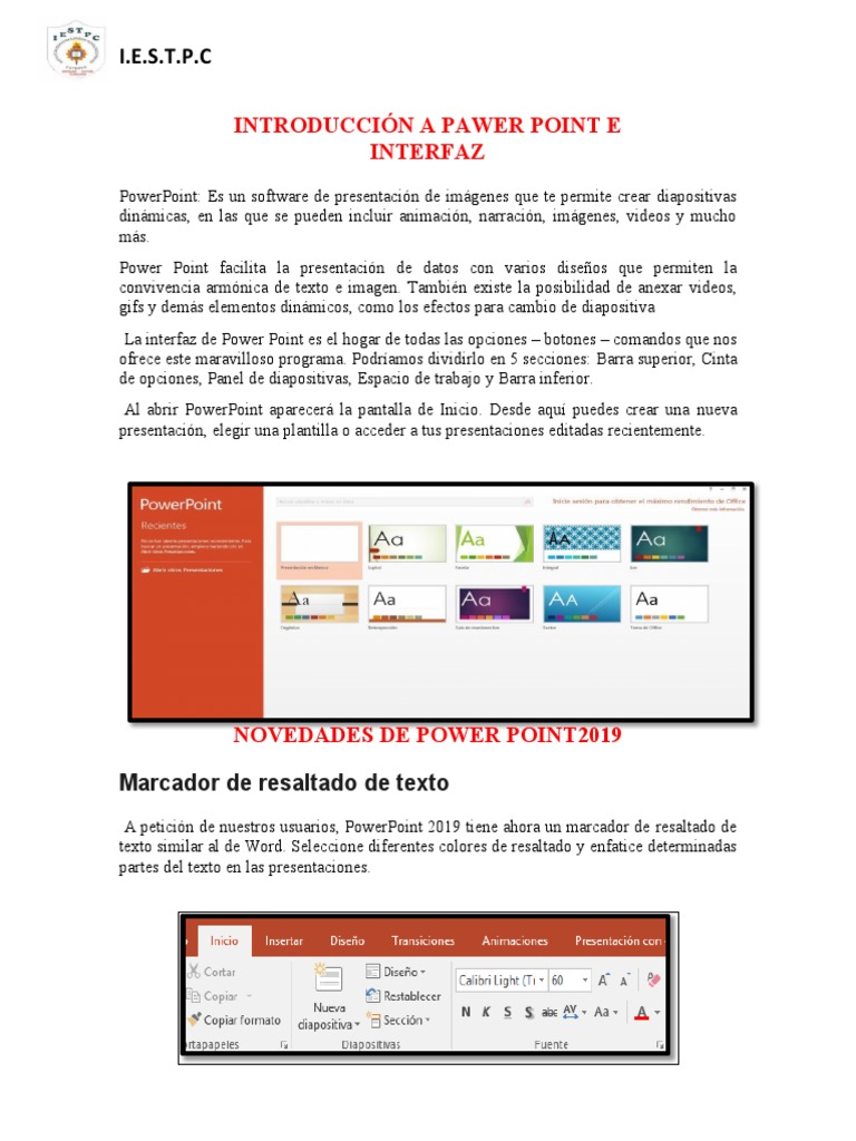 Interfaz de PowerPoint: Partes y Funciones | PDF | Microsoft PowerPoint ...