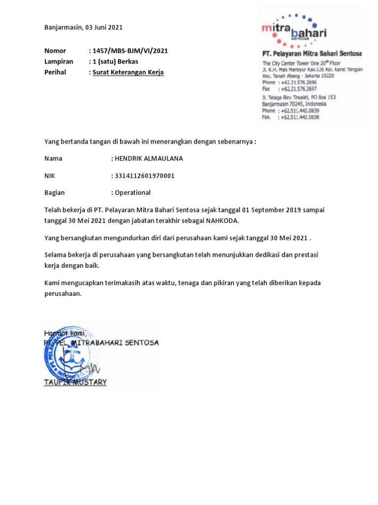 PT Pelayaran Mitra Bahari Sentosa | PDF