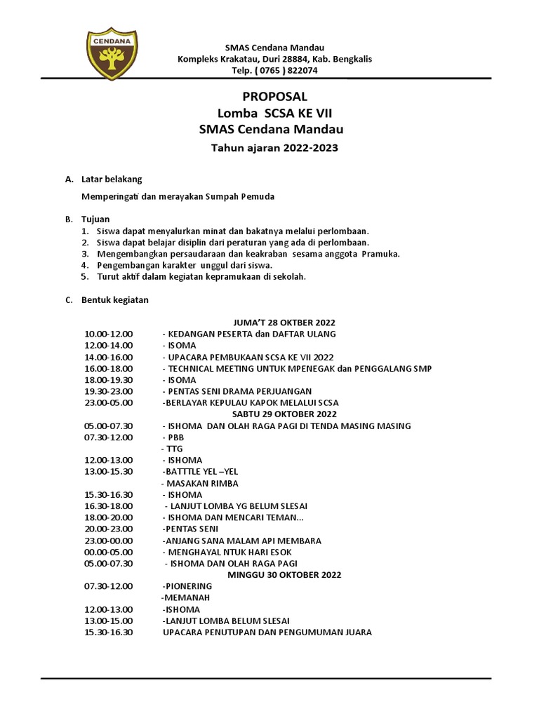 PROPOSAL Lomba HUT Pramuka 2022 | PDF