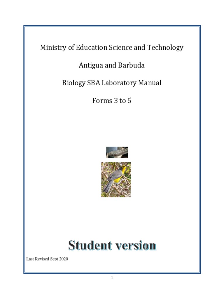 Biology SBA Lab Manual for Teachers | PDF | Experiment | Data