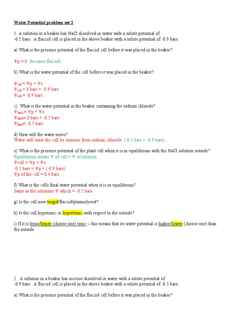 ANSWERS WP Worksheet Set 2 | PDF | Chemistry | Applied And Interdisciplinary Physics