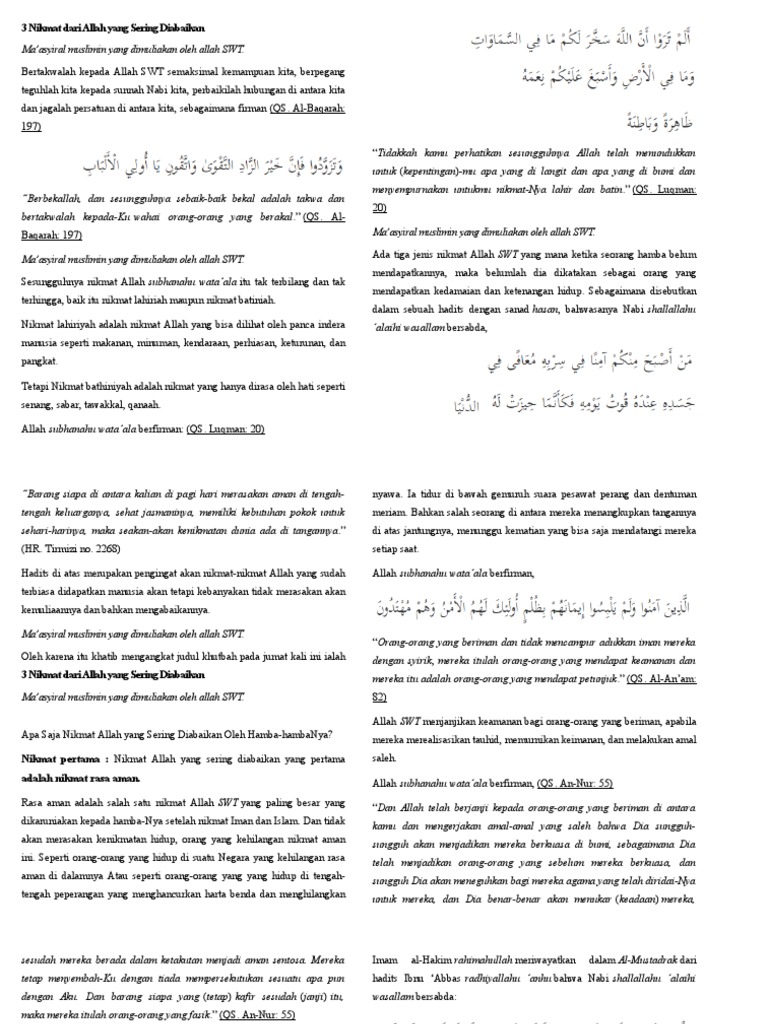 3 Nikmat Allah yang Sering Diabaikan | PDF