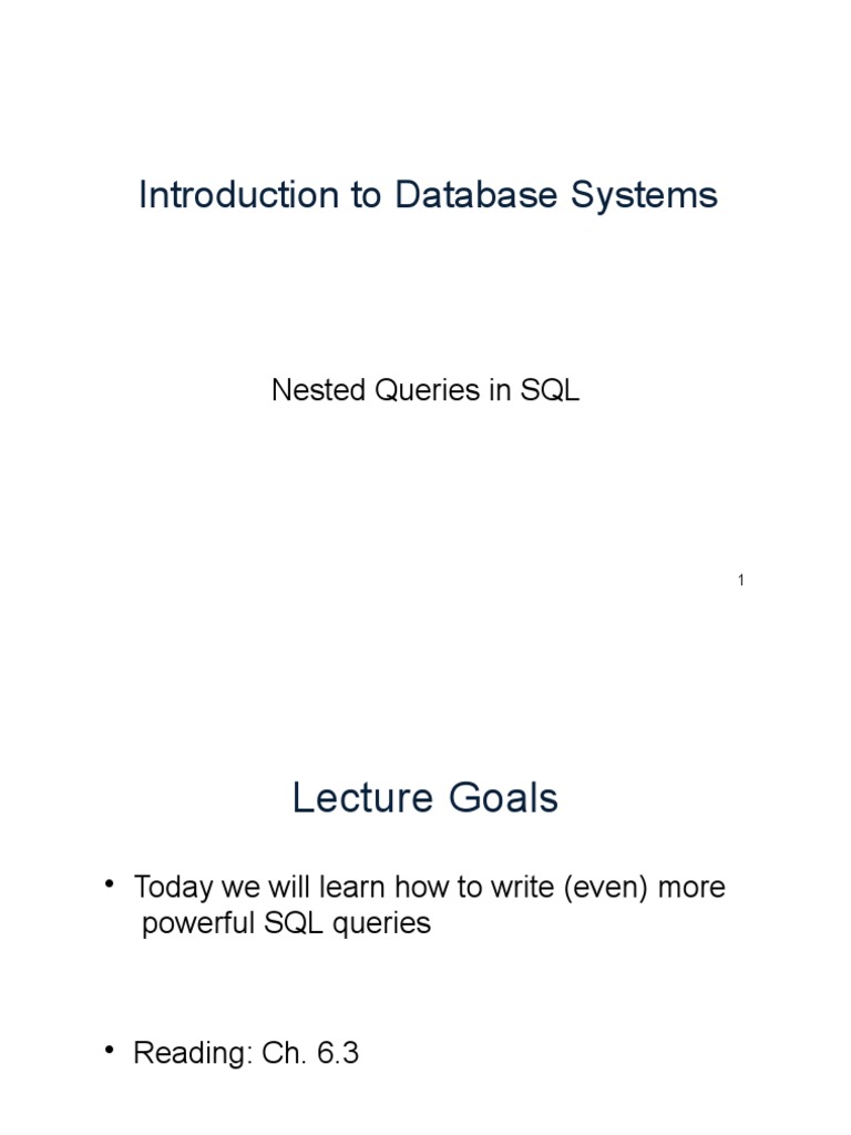Lec05 Sql Subqueries Pdf Information Technology Management