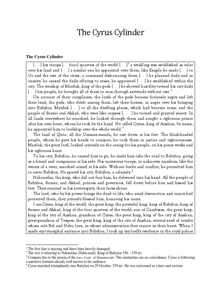 The Cyrus Cylinder | PDF | Cyrus The Great | Babylon