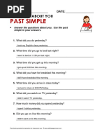 Past Time Words: Grammar Worksheet | PDF | Language Mechanics | Grammar
