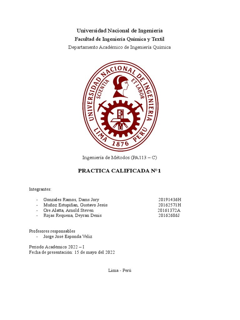 Práctica Calificada N°1 - Grupo 2 - Pa113 C | PDF