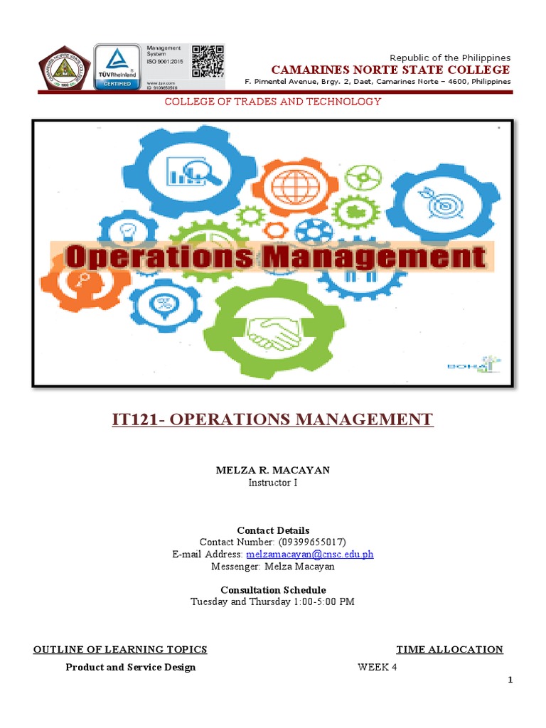 Operations Management Course Guide | PDF | Design | Supply Chain