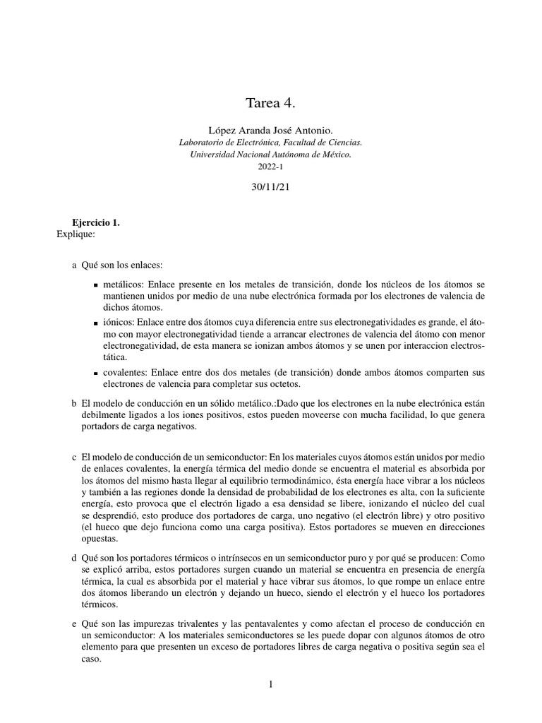 T4 LELopezArandaJoseAntonio | PDF | Semiconductores | Diodo