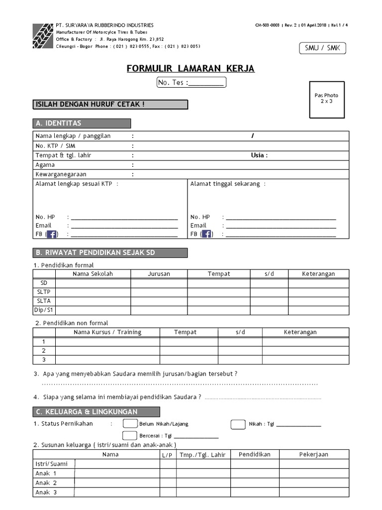 Formulir Lamaran Kerja | PDF