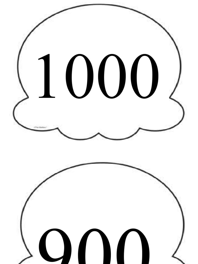 Números de 100 en 100 Al 1000. Hojas de Colores | PDF