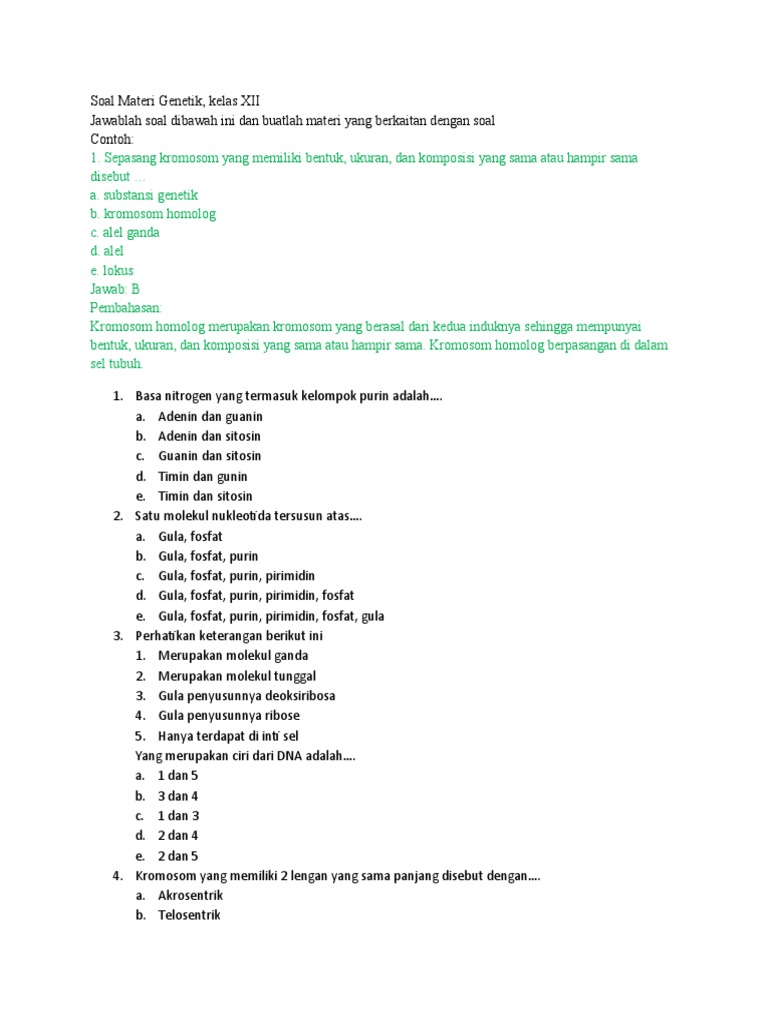 Soal Materi Genetik Kelas XII | PDF
