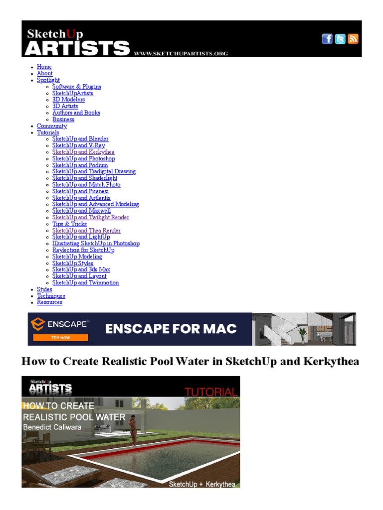 How To Create Realistic Pool Water in SketchUp and Kerkythea - SketchUp ...