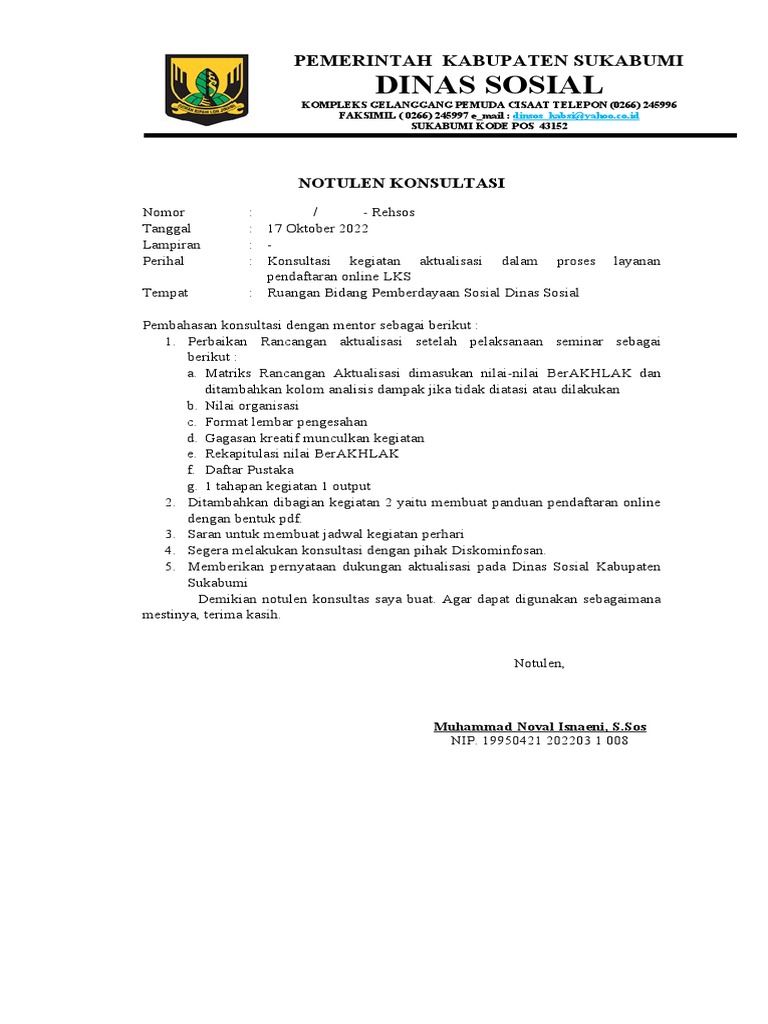 Notulen Konsultasi Kegiatan 1 | PDF