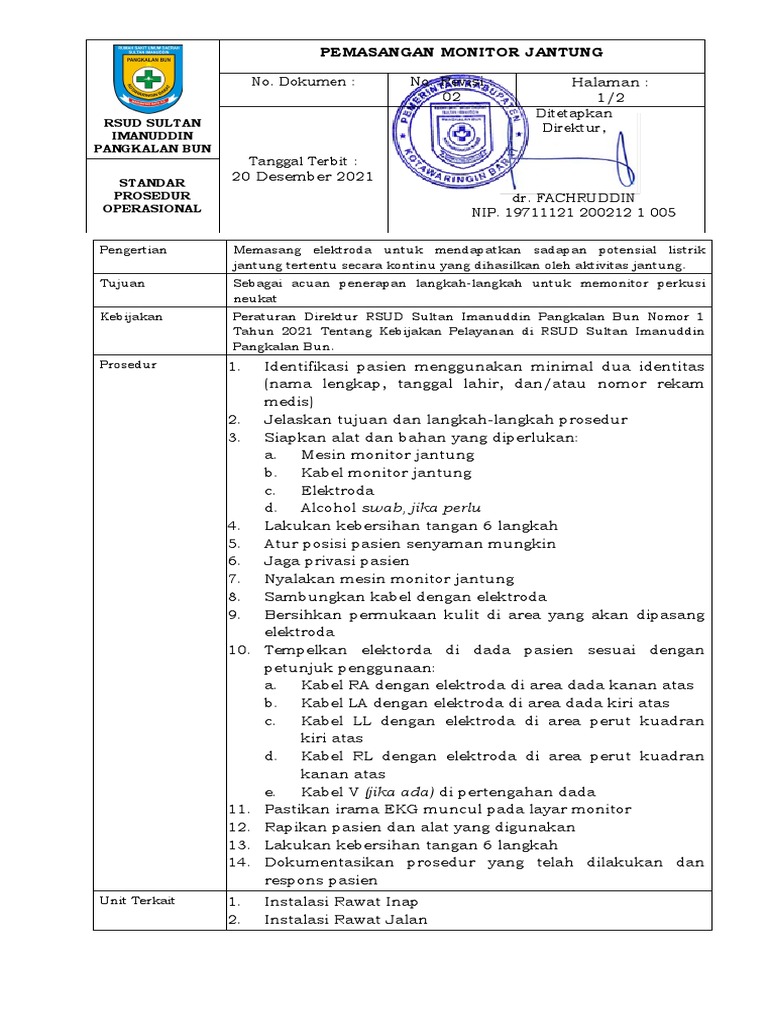 Prosedur Pemasangan Monitor Jantung | PDF