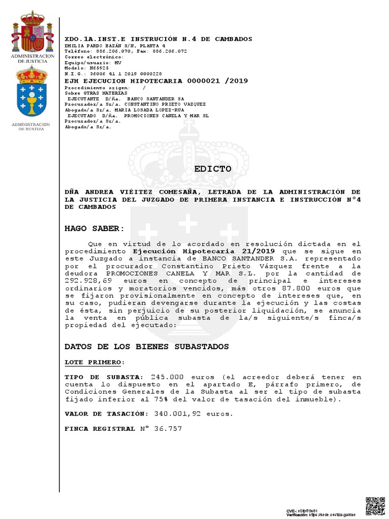 Documento 1 | PDF | Subasta | Pagos