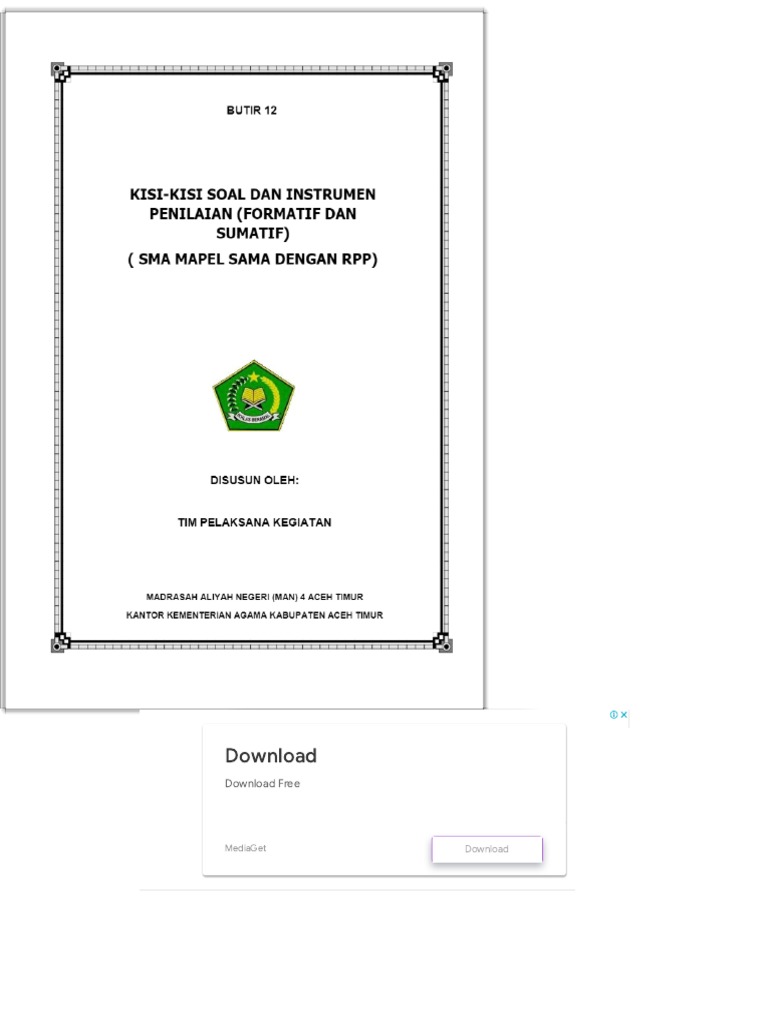 KISI-KISI SOAL DAN INSTRUMEN PENILAIAN (FORMATIF DAN SUMATIF) (SMA MAPEL SAMA DENGAN RPP) - PDF ...