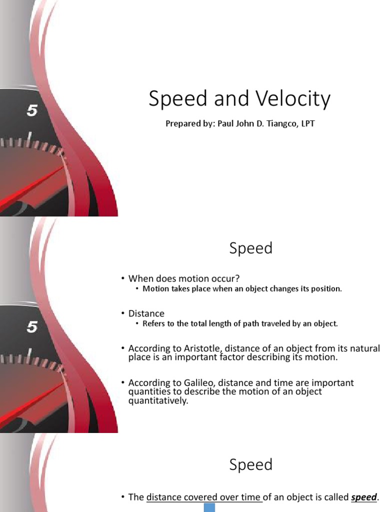 Speed and Velocity | PDF | Speed | Velocity