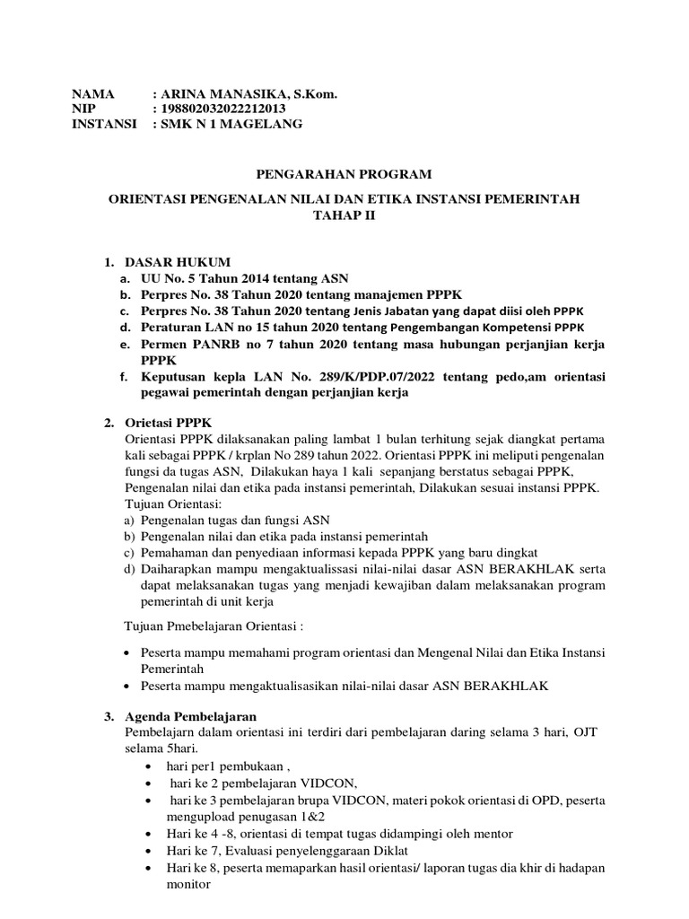 Tugas Resume Materi Orientasi Tempat Kerja Gabungan - ARINA MANASIKA | PDF