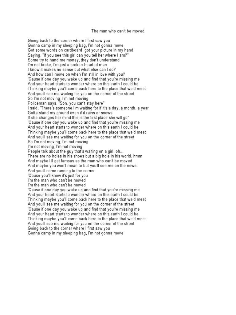 Lirik The Man Who Can't Be Moved | PDF | Self-Improvement