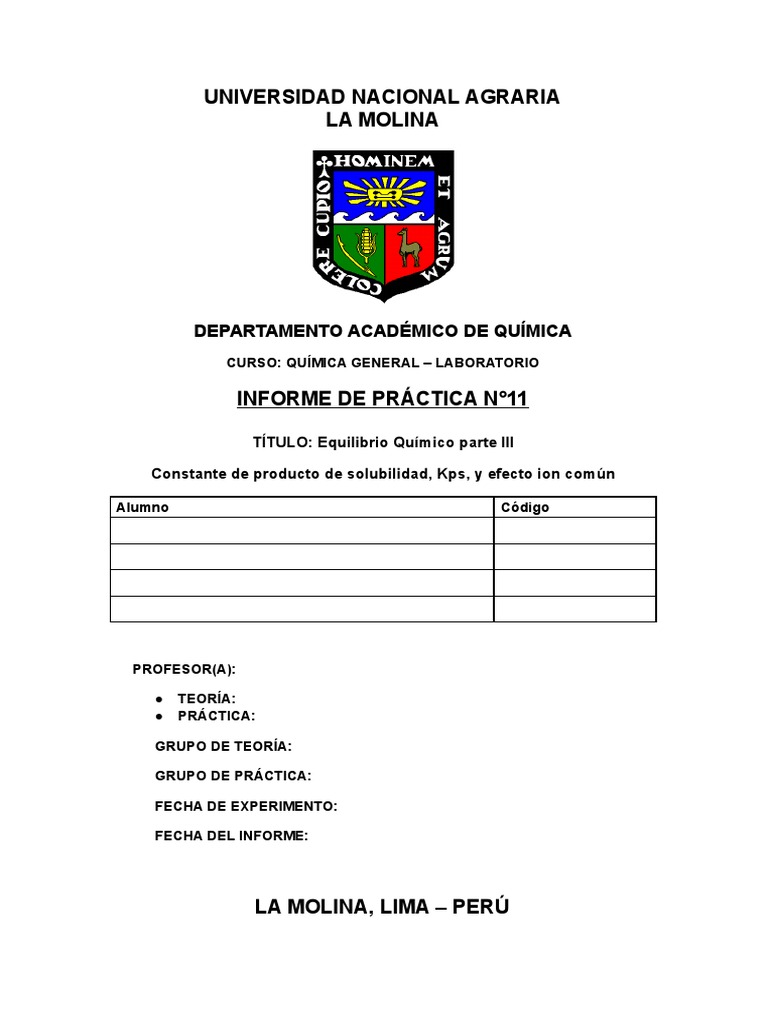 Informe 12 | PDF | Precipitación (Química) | Solubilidad