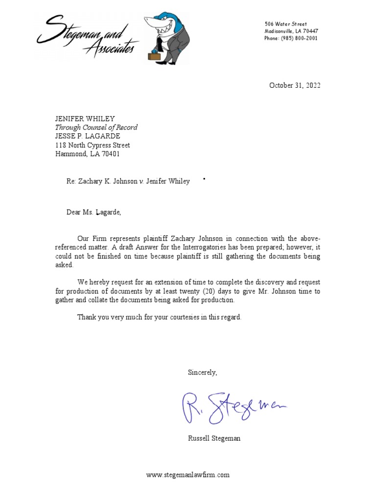 Johnson - Request Letter For Extension | PDF