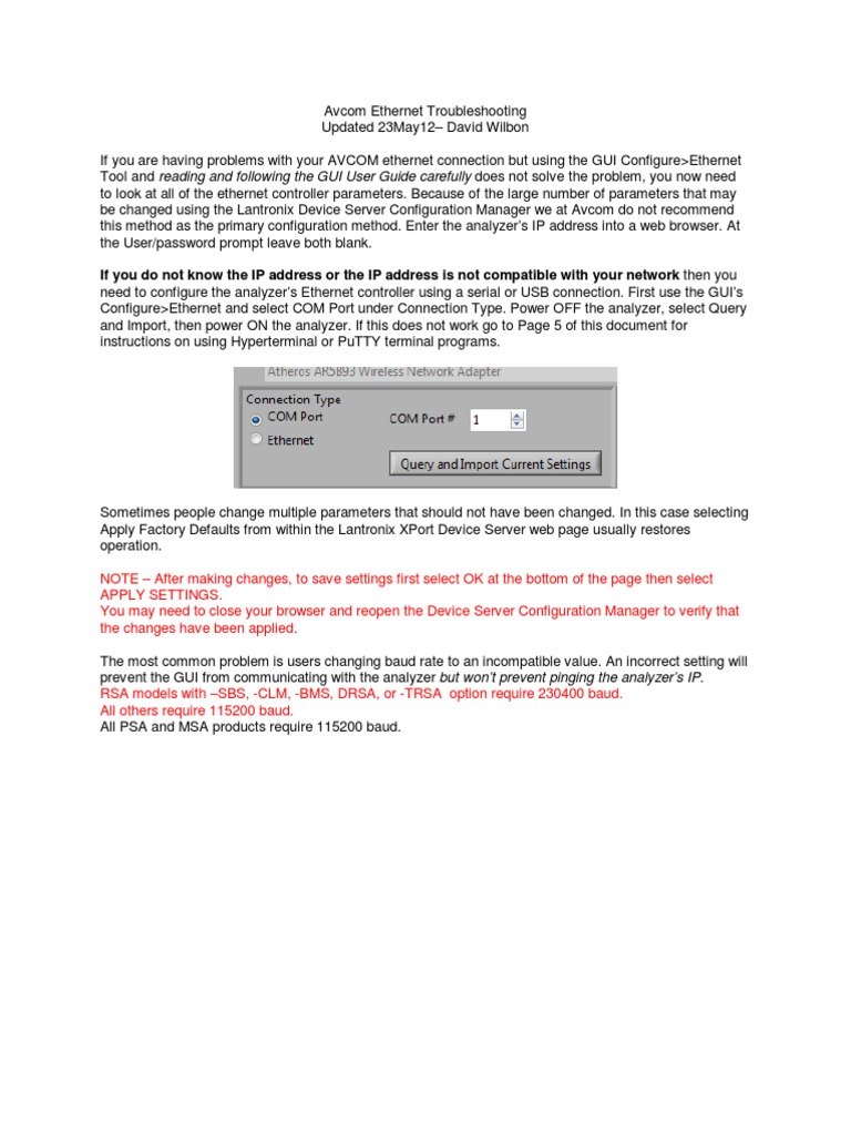 Avcom Ethernet Troubleshooting | PDF | Port (Computer Networking) | World Wide Web