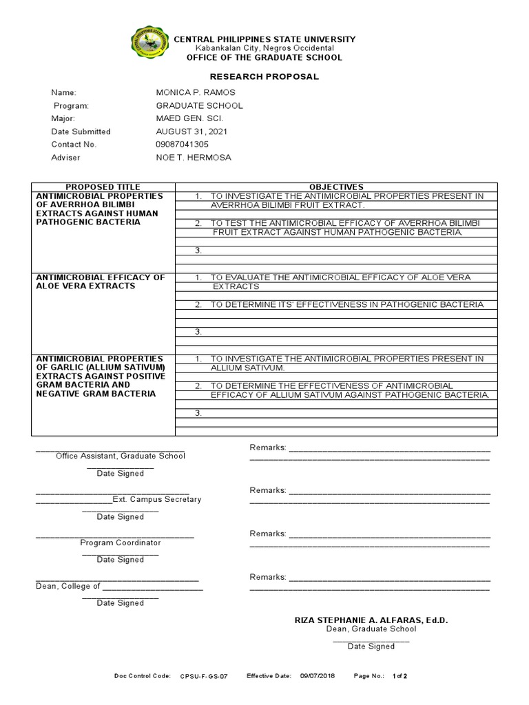 Research Proposal - Monica P. Ramos | PDF | Microscopy | Clinical Medicine