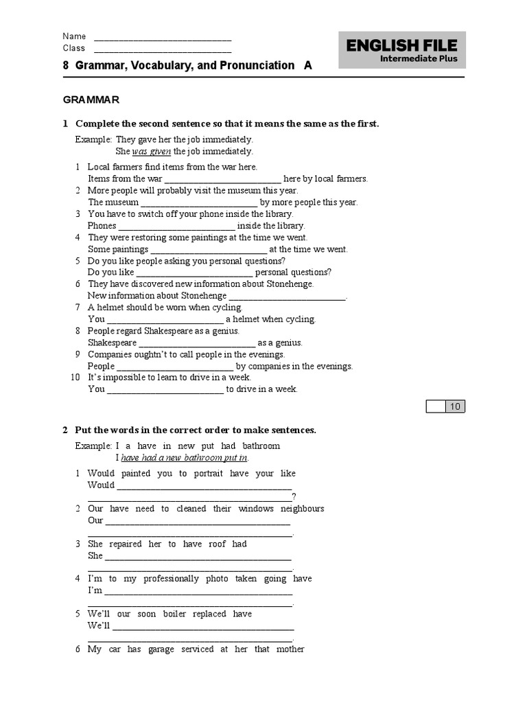 Grammar and Vocabulary Exercises A | PDF | Linguistics