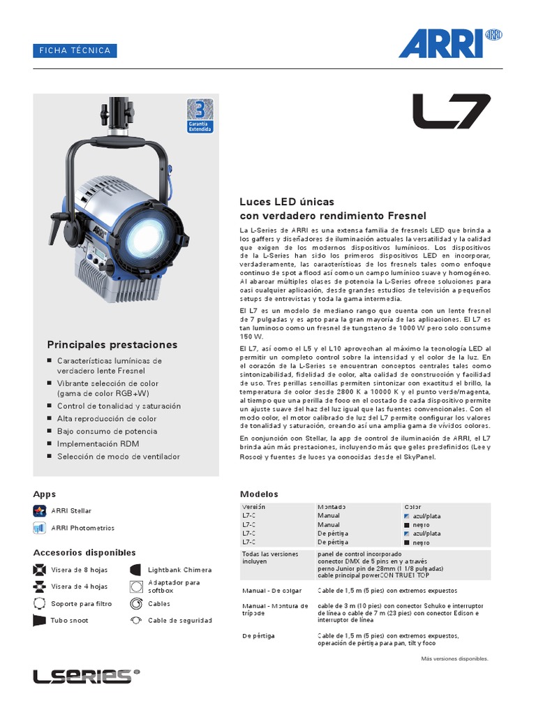 Arri L Series l7 Data Sheet Es Sept2018 Data | PDF | Diodo emisor de ...