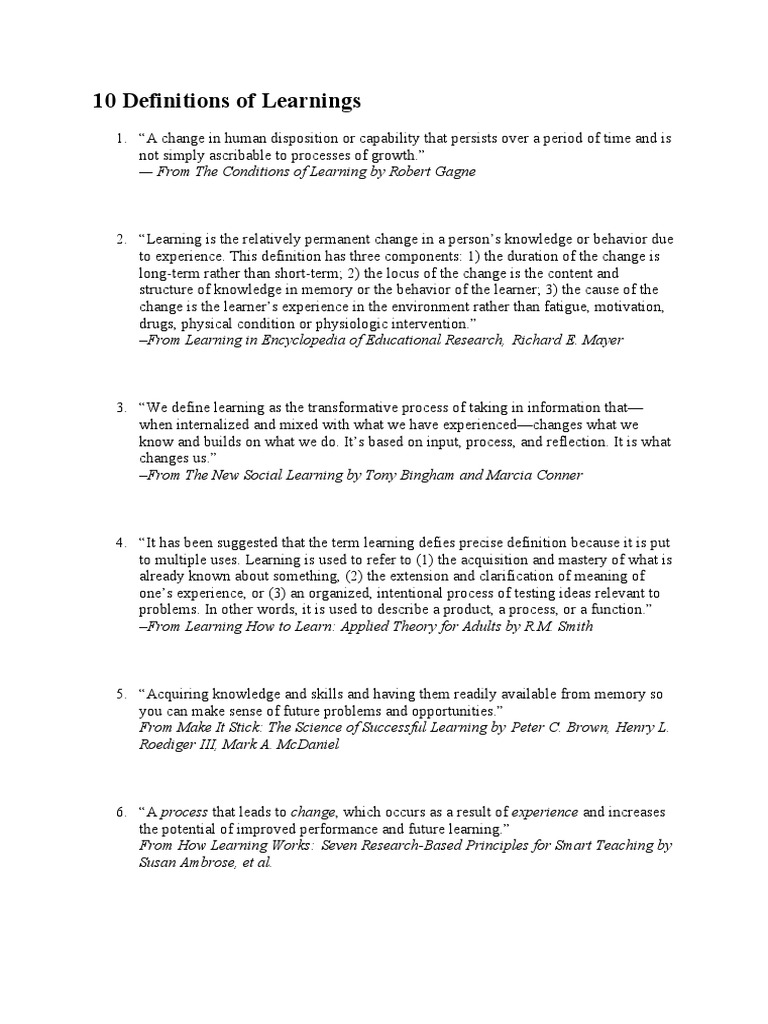 10 Definition of Learning | PDF | Learning | Experience
