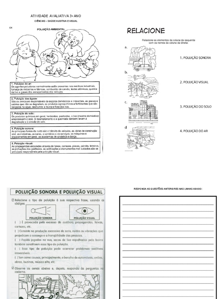 Atividade Avaliativa 3 Ano: Ciências - Saúde Auditiva E Visual | PDF