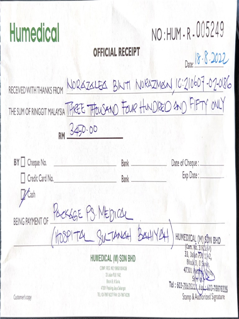 Receipt Humedical | PDF